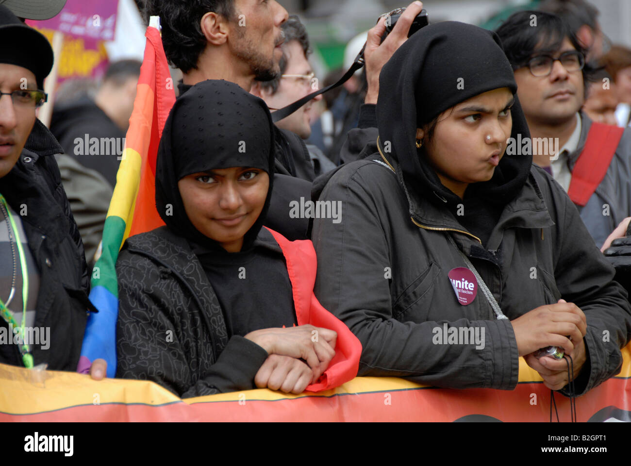 National anti fascist BNP march through London 21 June 2008 Stock Photo ...