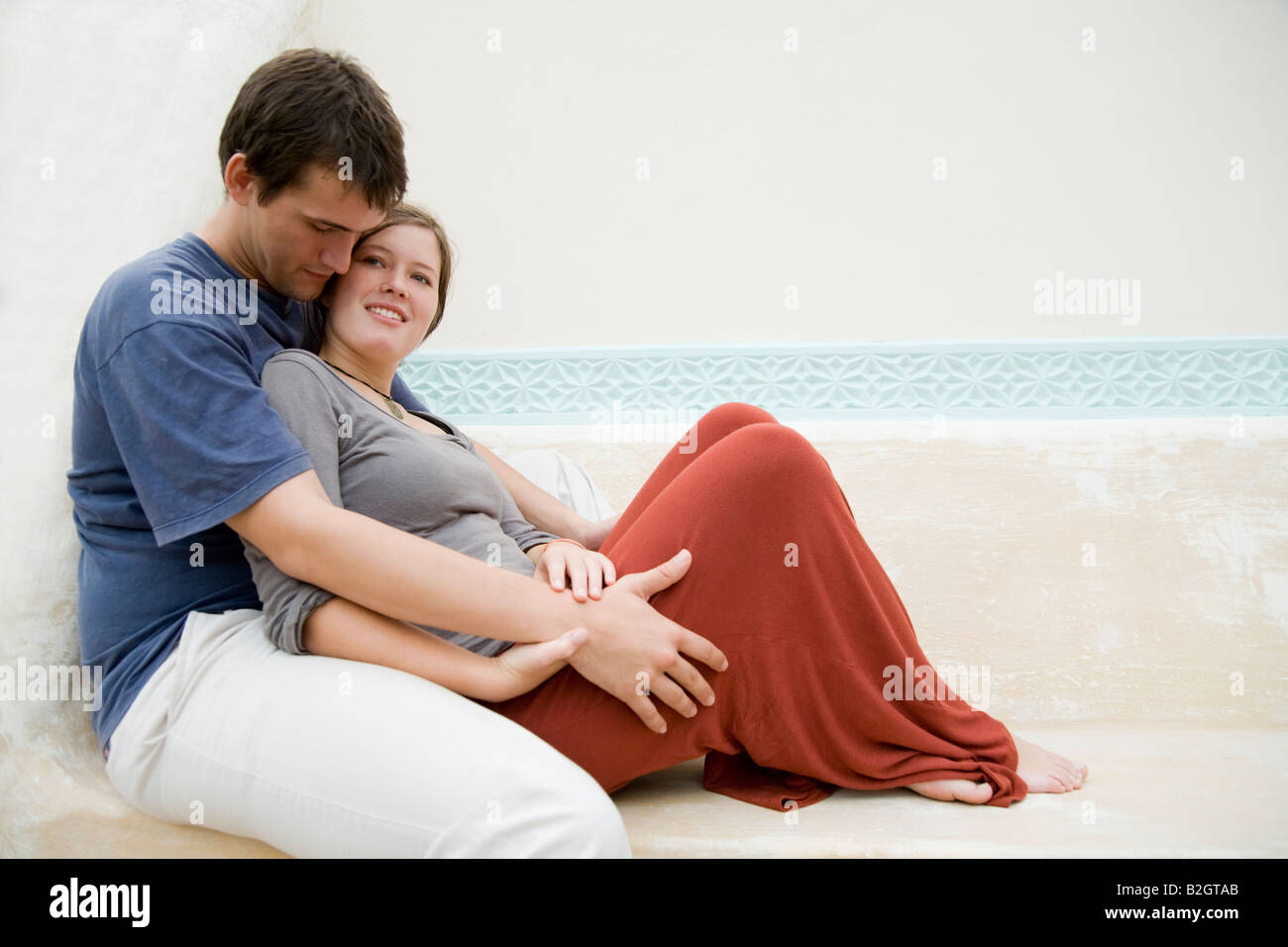 embrace caressing lovers pair couple man woman harmonic in love ...