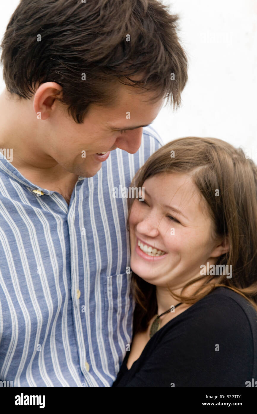 lovers pair couple man woman harmonic in love together laughing Stock ...