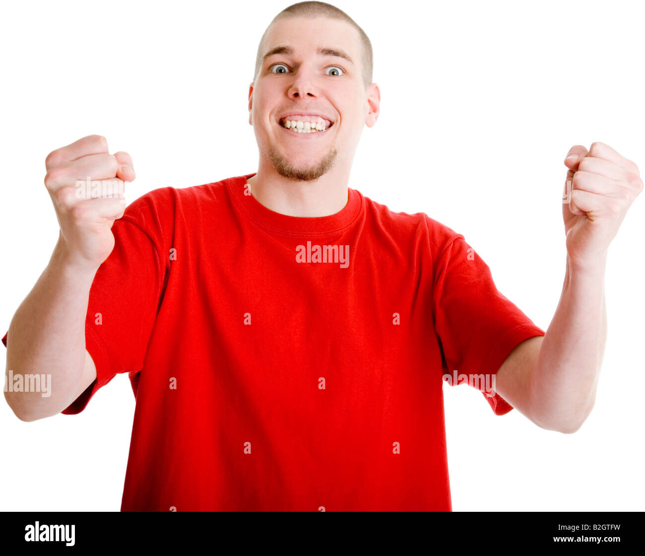 young man winning happy cheering people Stock Photo - Alamy