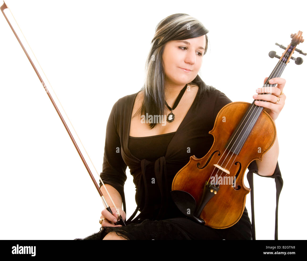 Female musician young woman female violinist violin playing people ...