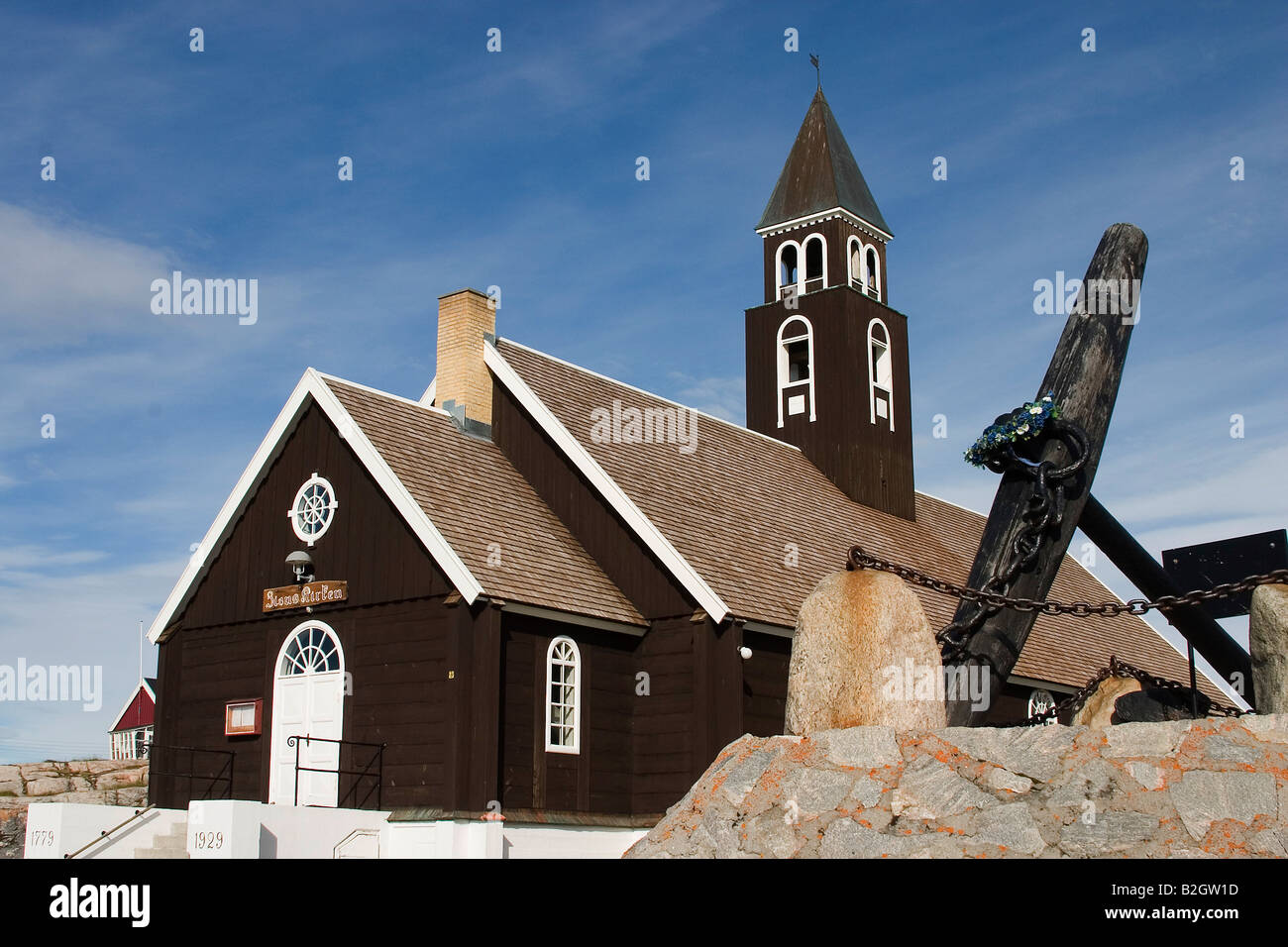 church chapel coastal village fishing village settlement Ilulissat ...