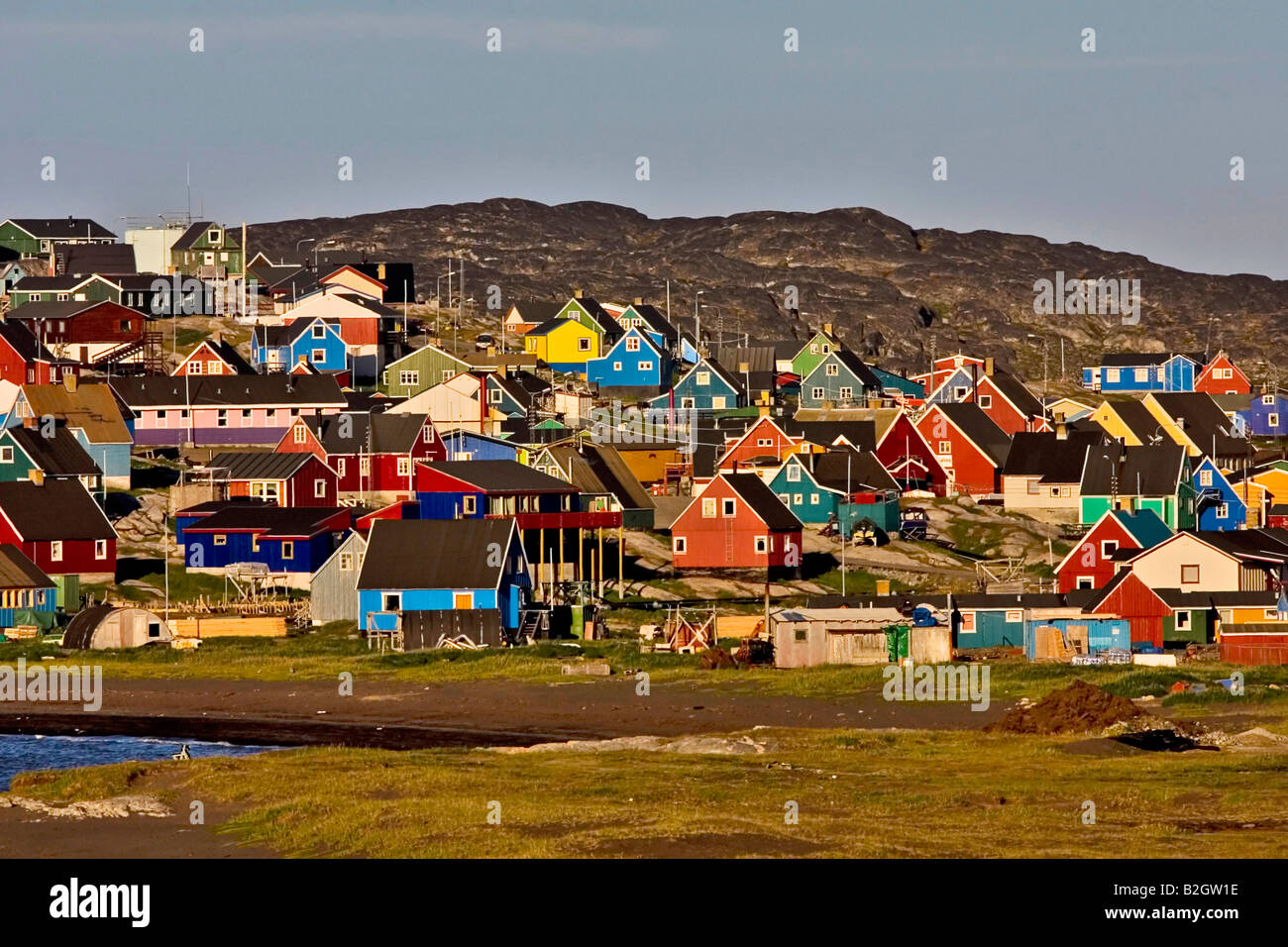 coastal village fishing village settlement Disco Island Greenland Stock ...
