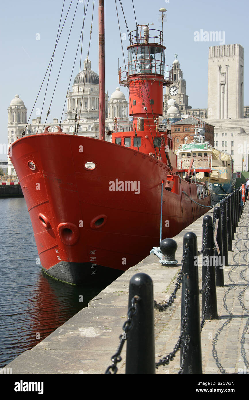 City of Liverpool, England. The Planet Bar Light Vessel berthed at ...