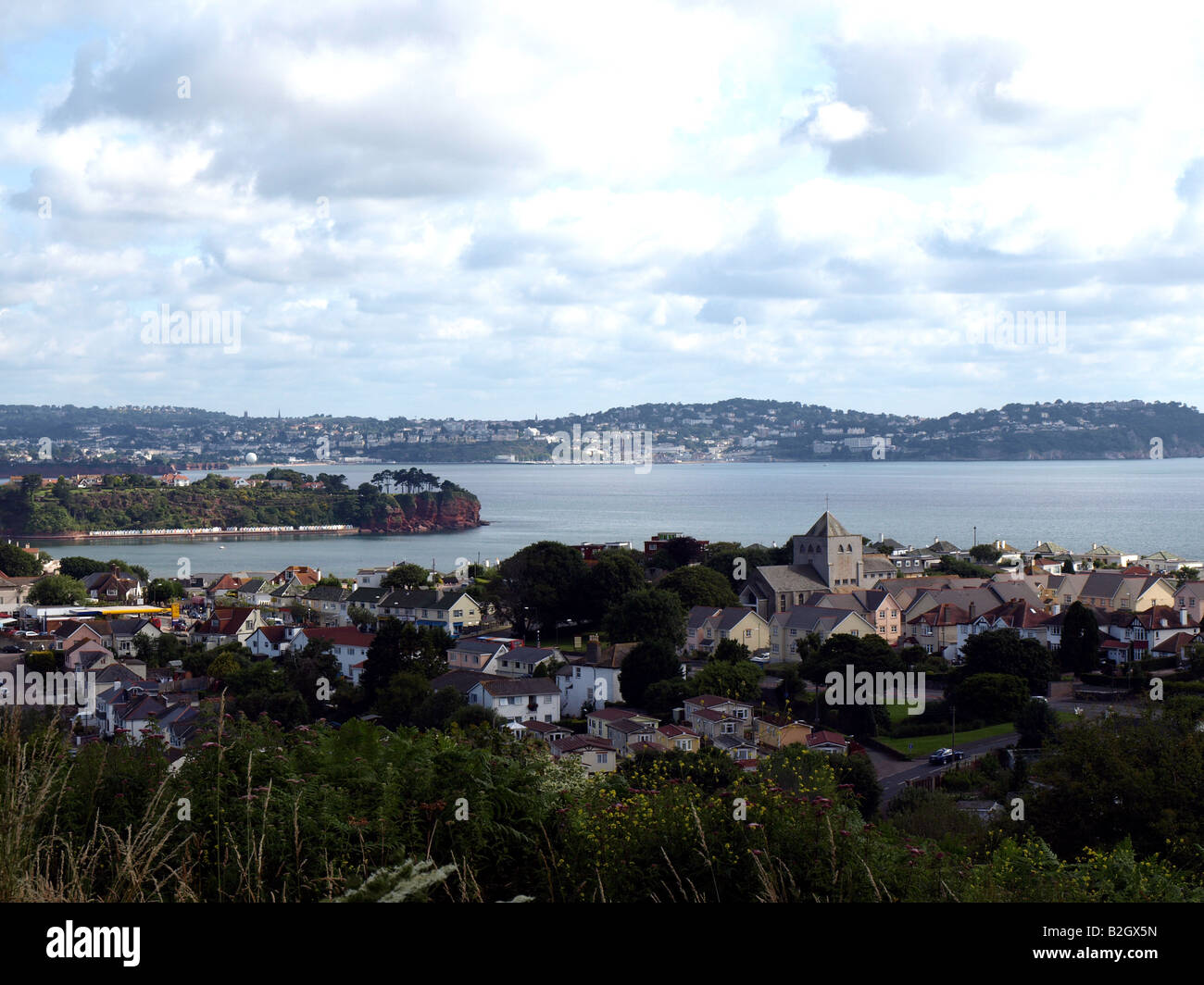Torbay from above Goodrington town,with Roundham head and Torquay in ...