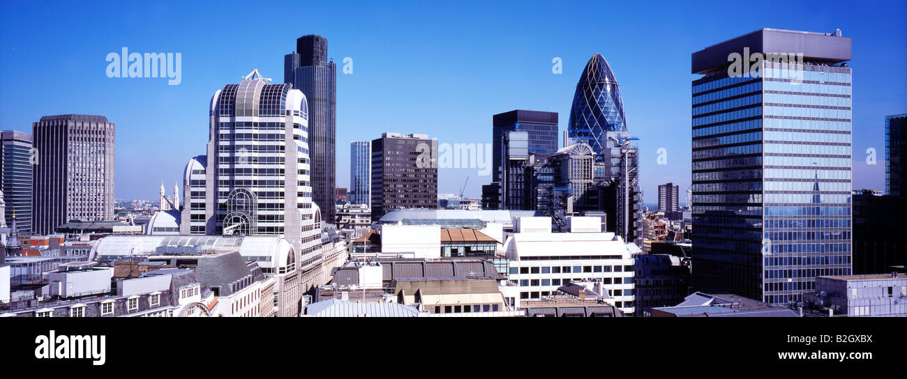 View of the City of London Skyline on a sunny day with blue sky Stock ...