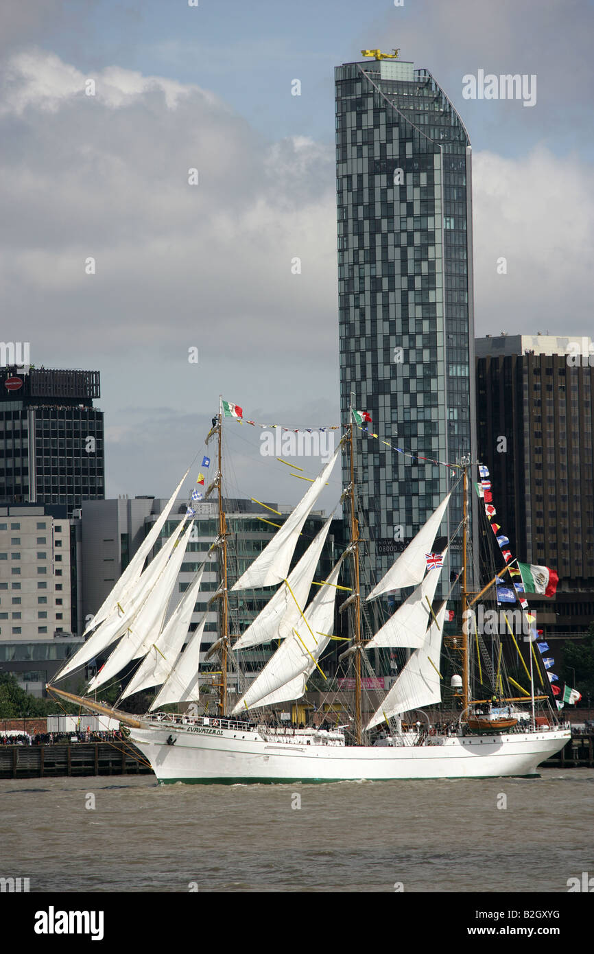 City of Liverpool, England. Sail ships on the River Mersey partaking in ...