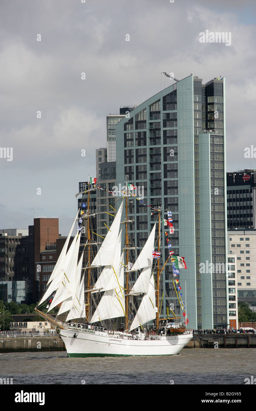 City of Liverpool, England. Sail ships on the River Mersey partaking in ...