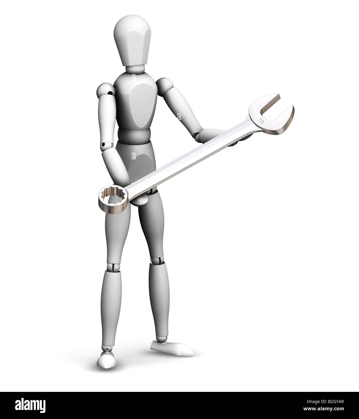 3D render of a man holding a spanner Stock Photo - Alamy