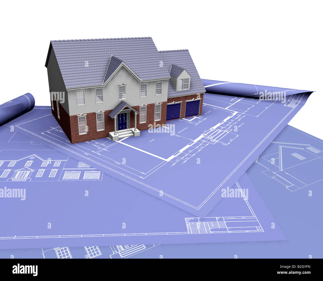 House construction 3d blueprint hi-res stock photography and images - Alamy