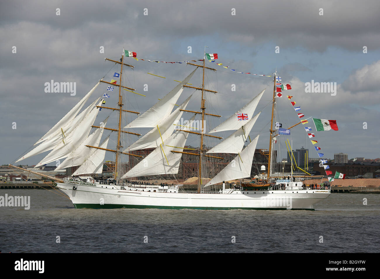 City of Liverpool, England. Sail ships on the River Mersey partaking in ...