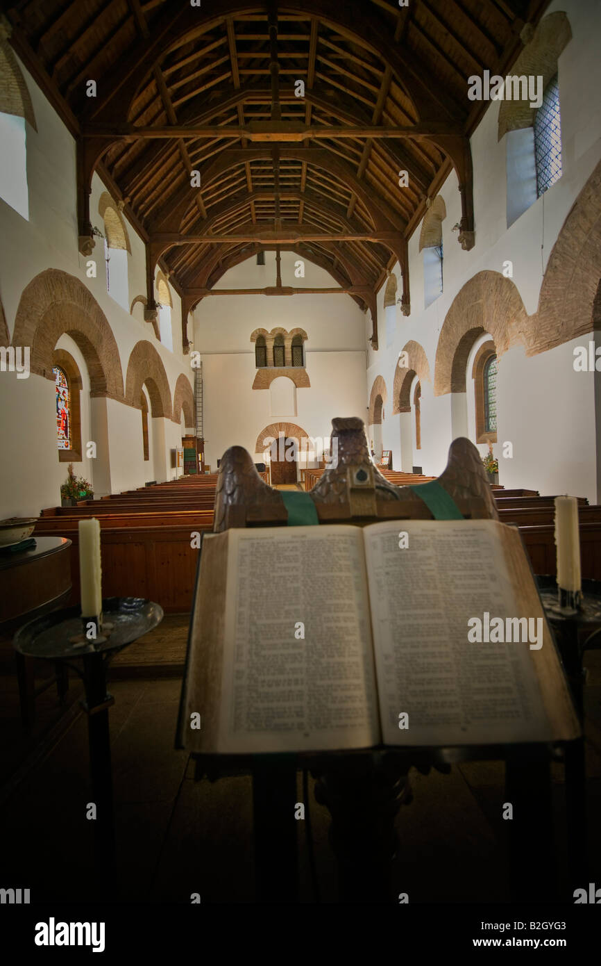 Interior of All Saint's Church, Brixworth, UK, looking to westward ...