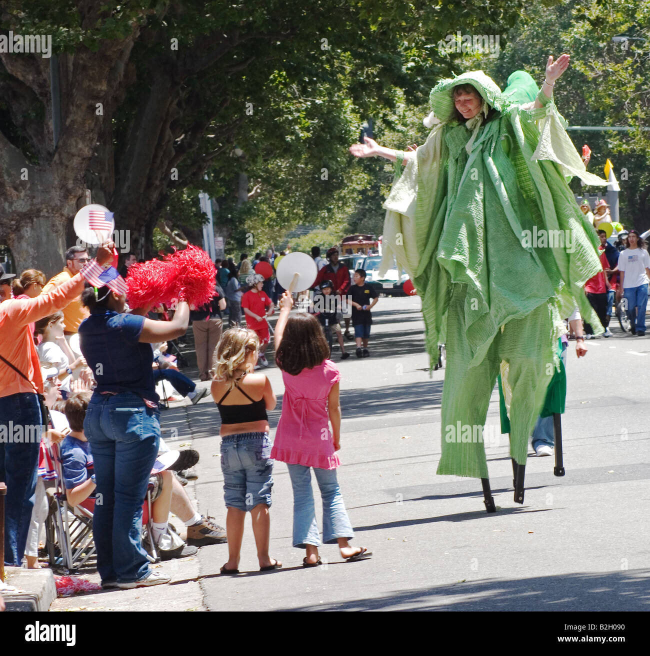 Lady on stilts at July 4 United States Independence Day parade in ...