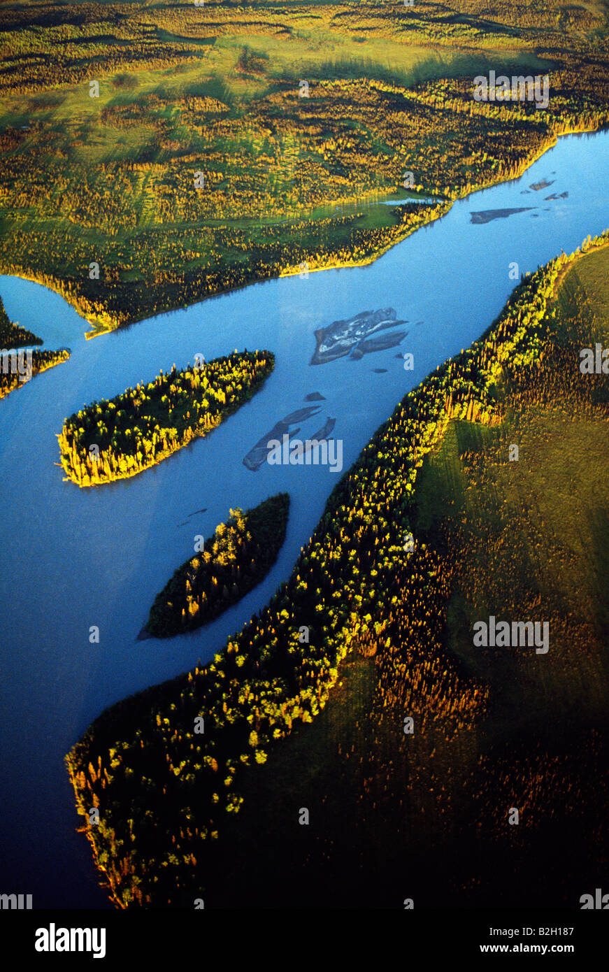 AERIAL VIEW OF THE YENTNA RIVER, MATANUSKA REGION, ALASKA Stock Photo ...