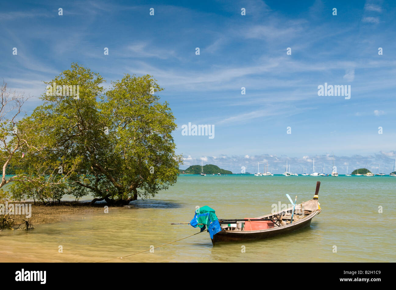Longtail boats at Chalang Beach, Phuket, Thailand Stock Photo - Alamy