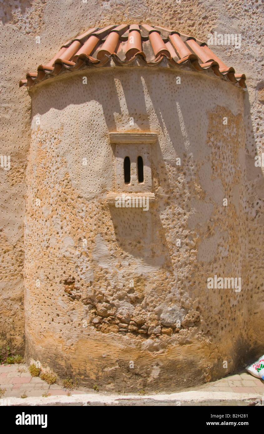 Exterior of small traditional church in Malia Old Town on the Greek ...