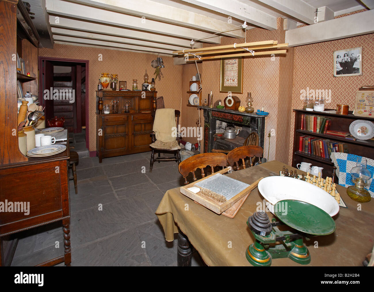 Inside Workers Cottage, Blaenavon Ironworks Museum, Blaenavon, South ...