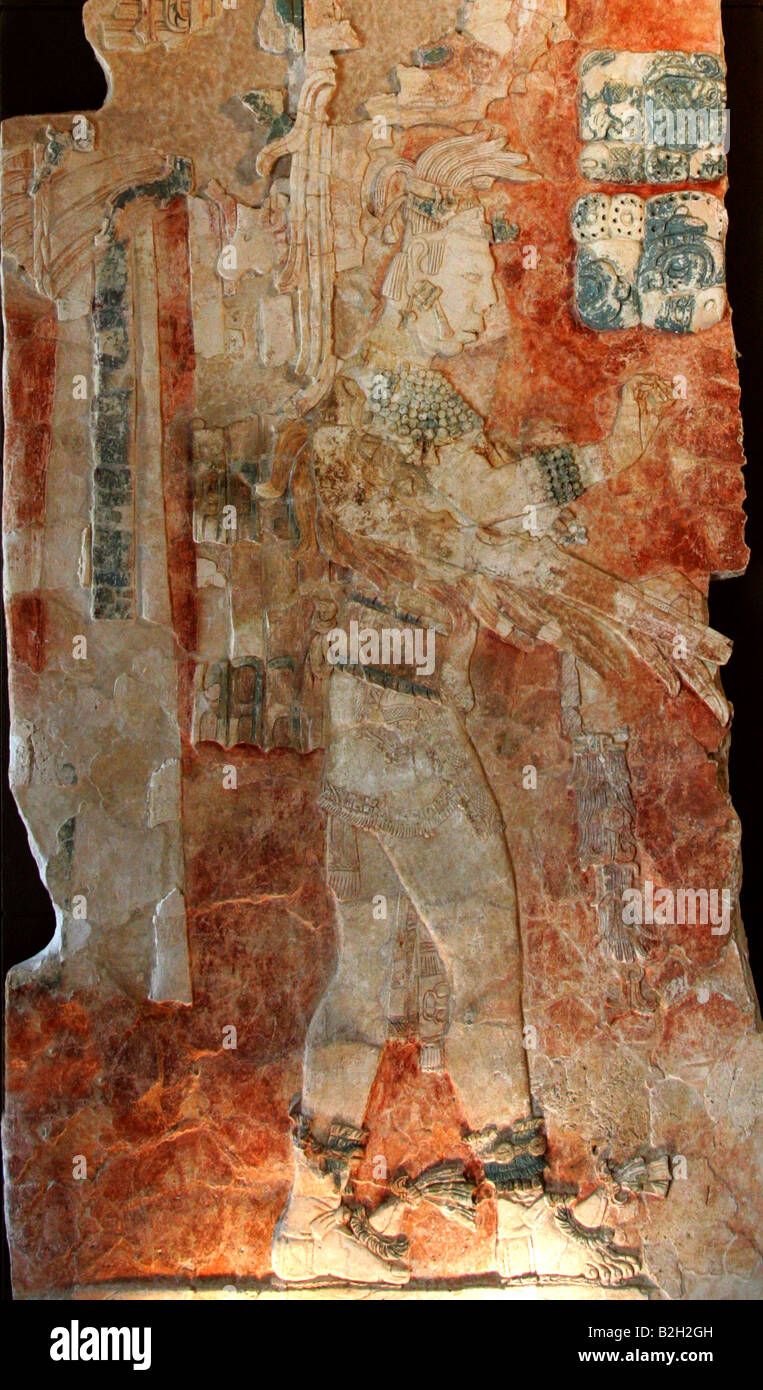 Detail of 8th Century Stucco Tablet, Palenque Museum, Originally from ...