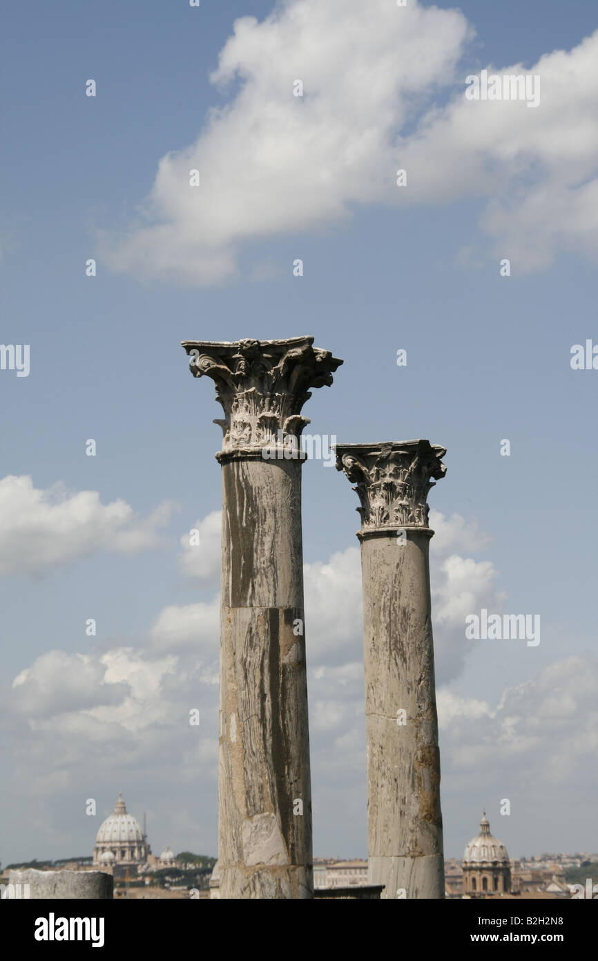 two roman columns on the palatine hill, rome Stock Photo - Alamy