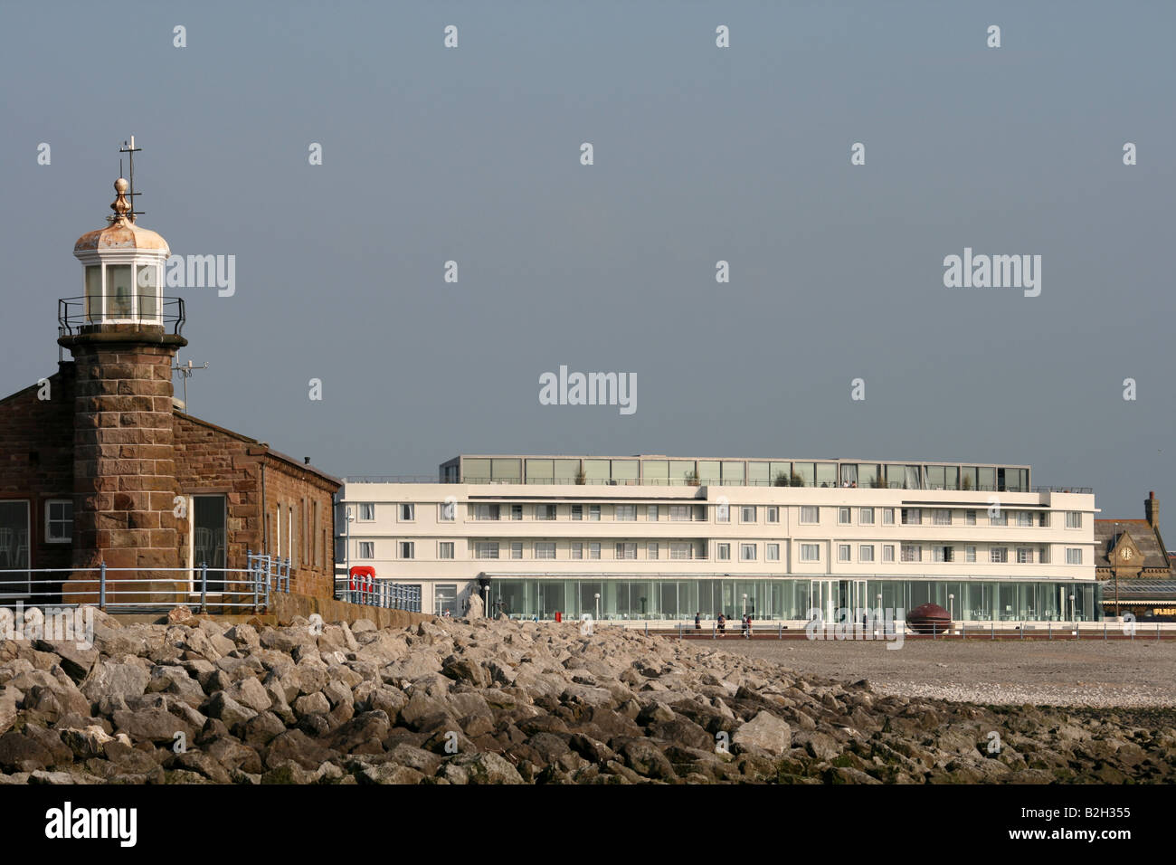 Midland Hotel, Morecambe viewed from the Stone Jetty Stock Photo - Alamy