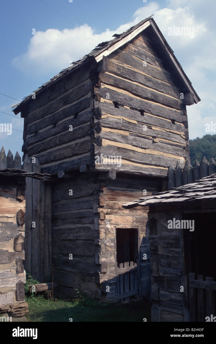 Corner tower at Prickett's Fort West Virginia Stock Photo - Alamy