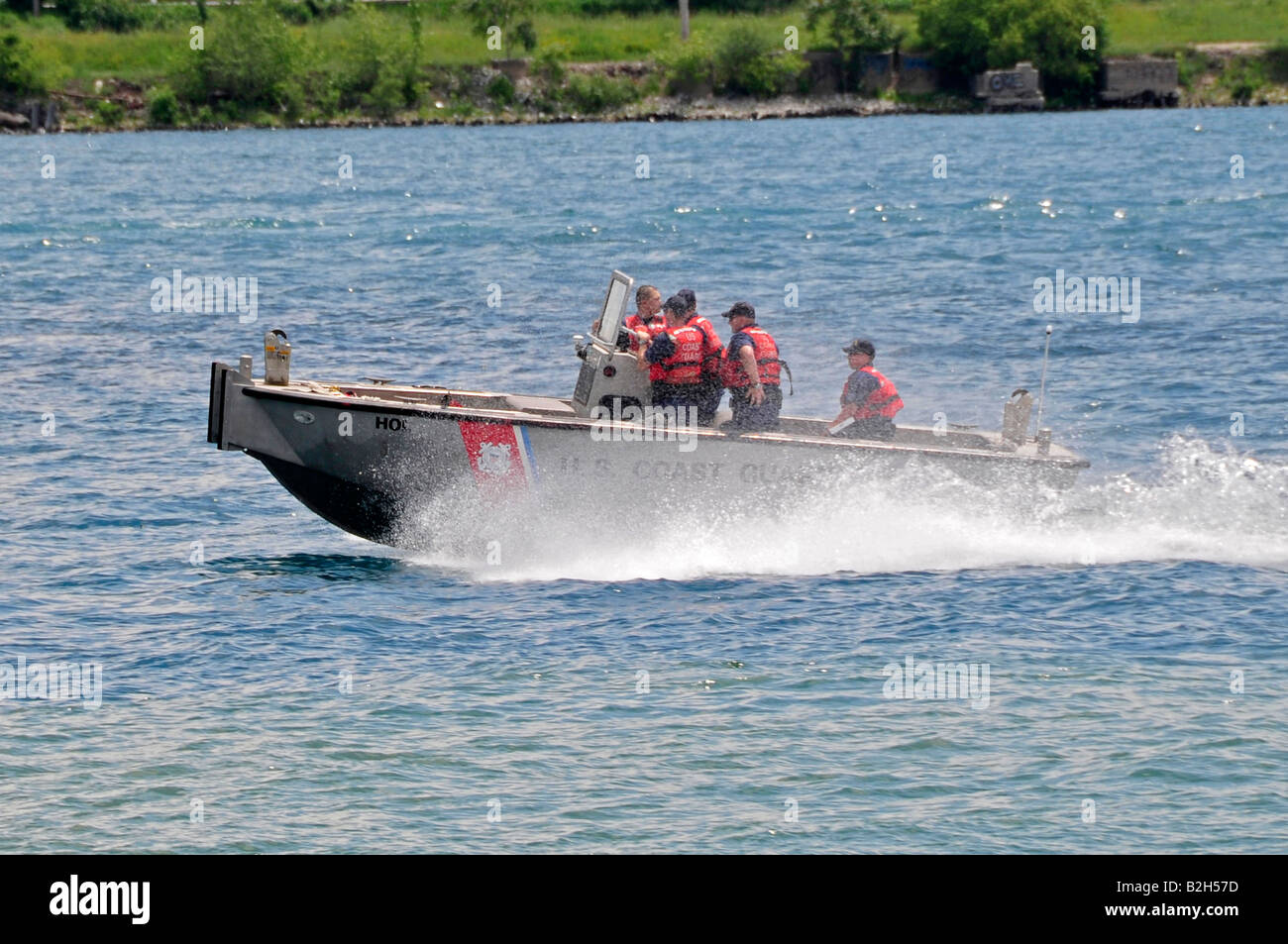 Coast Guard ship patroling on the St Clair River between Canada and the ...