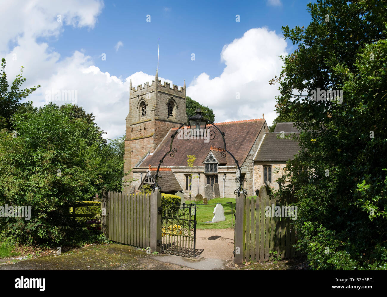 churchyard beoley church warwickshire midlands Stock Photo - Alamy