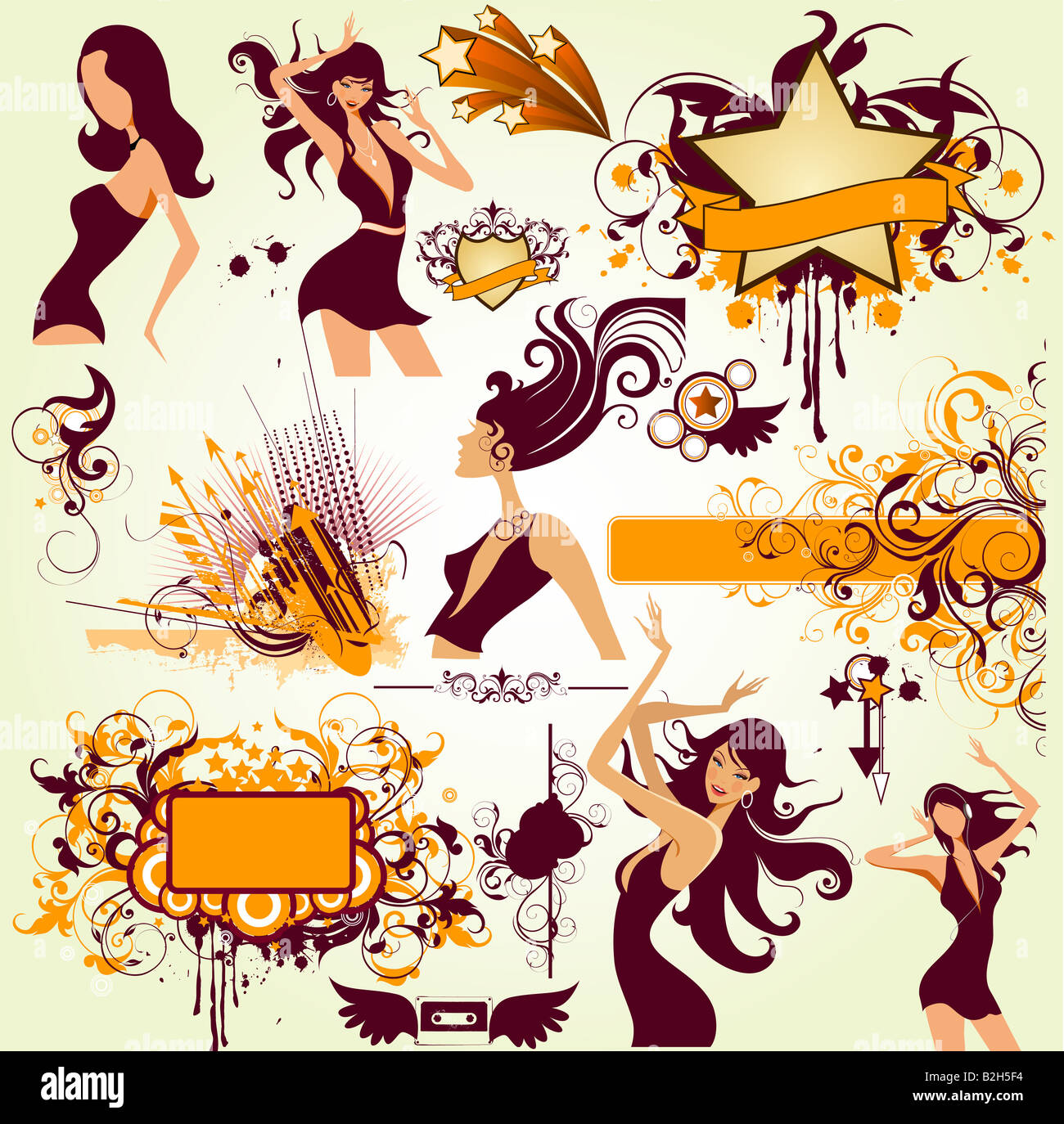 illustration drawing of design elements Stock Photo - Alamy