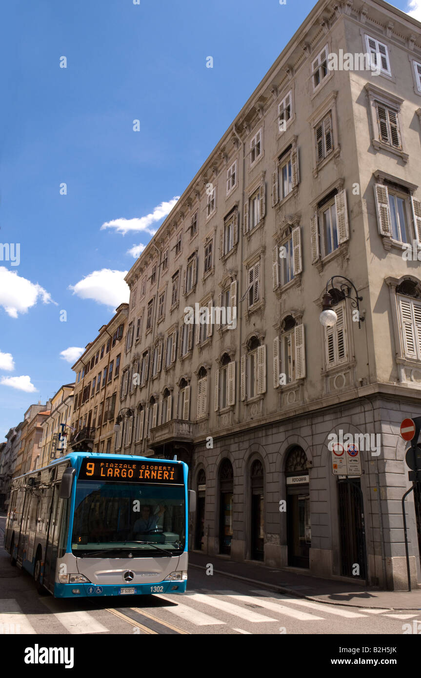 A bus travels down a street in Trieste Italy Europe Stock Photo - Alamy