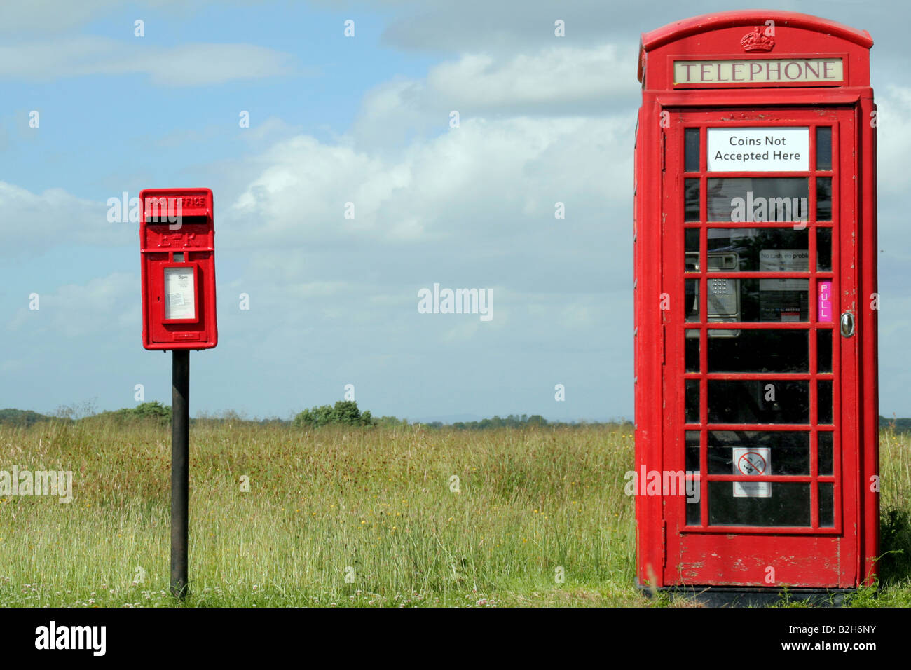 post box and telephone box near Malvern UK Stock Photo - Alamy