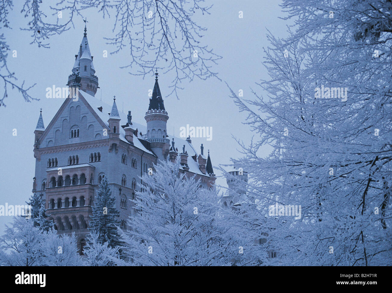 Neuschwanstein castles in snow hi-res stock photography and images - Alamy