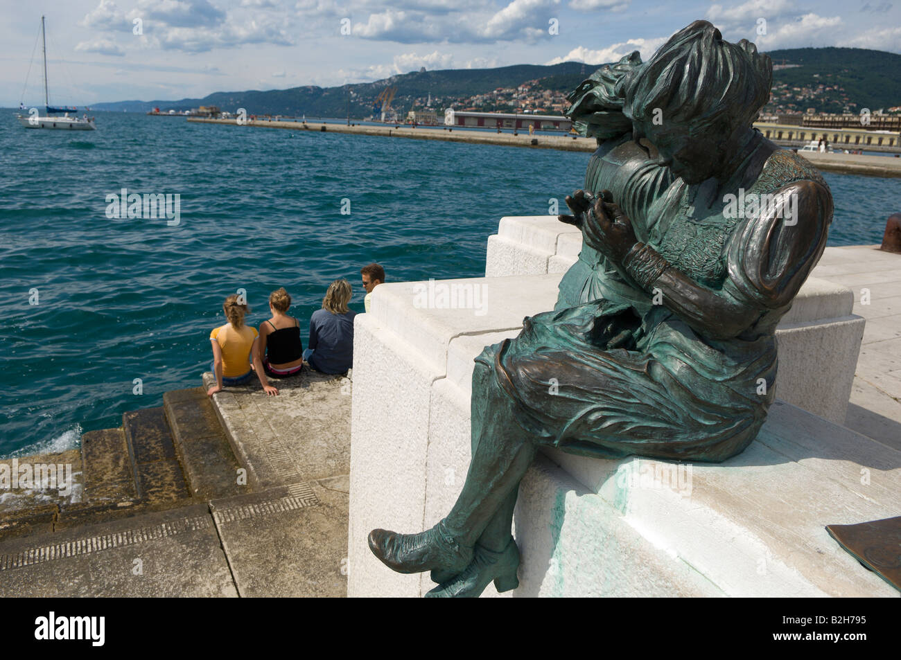 Sculpture of woman sewing Trieste Italy Europe Stock Photo - Alamy