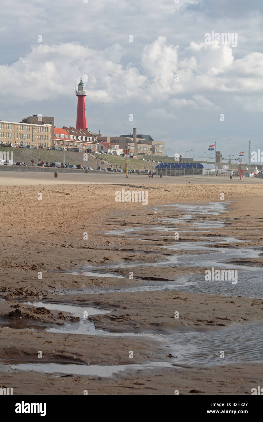 A view towards the lighthouse at Scheveningen beach, the netherlands ...