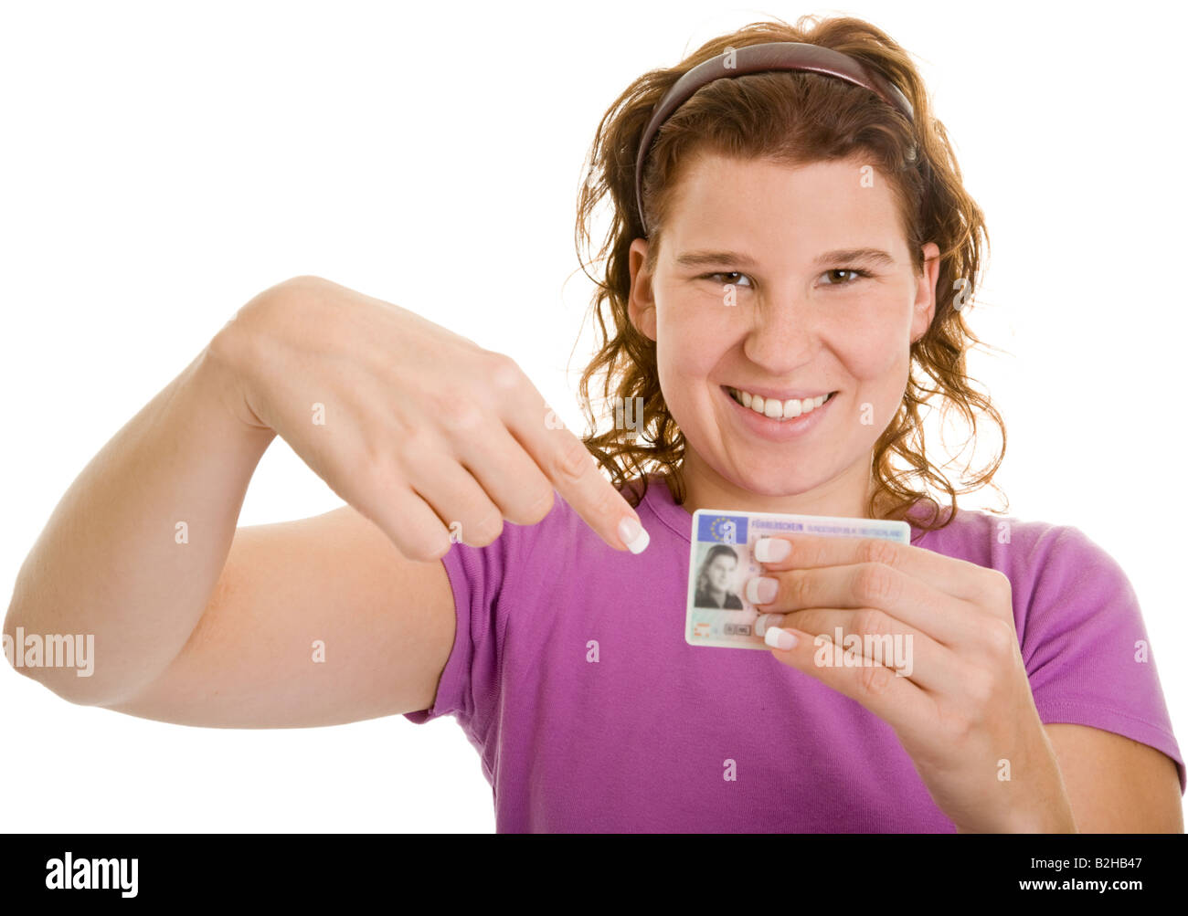 young woman showing drivers licence Stock Photo - Alamy