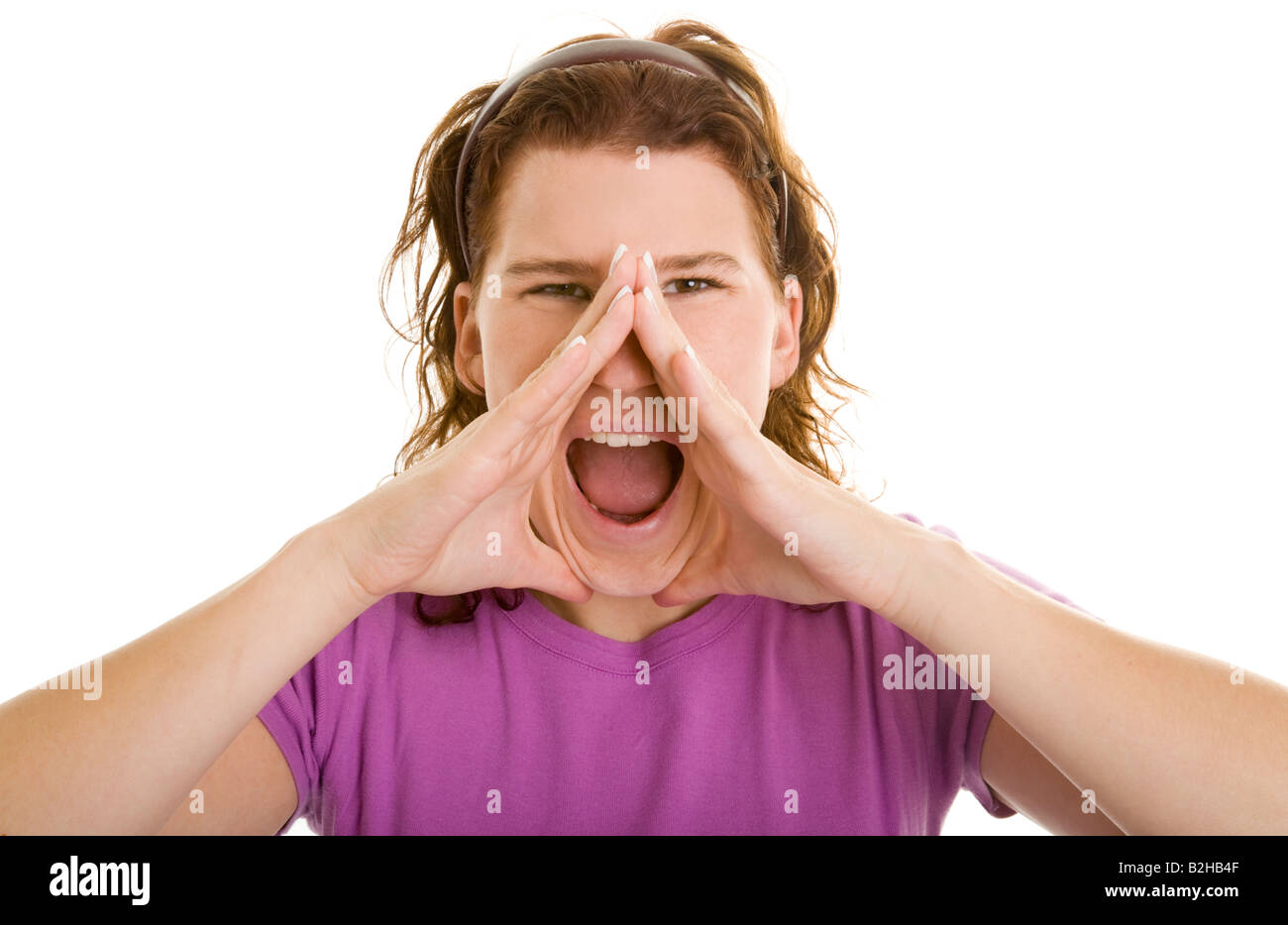 Woman calling out hi-res stock photography and images - Alamy