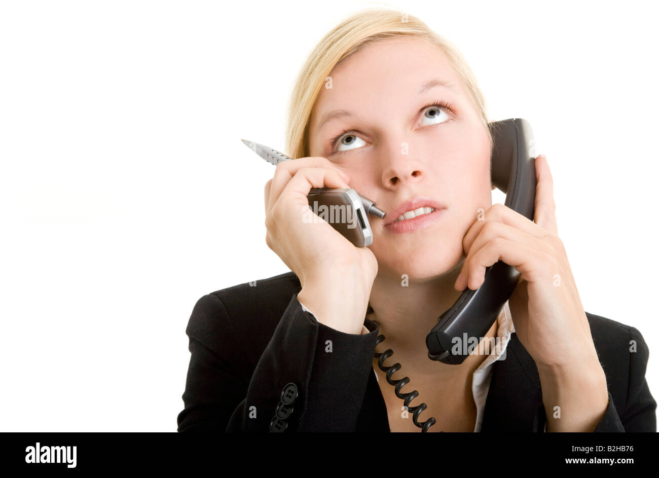 phoning mobile telephonist young woman businesswoman tradeswoman Stock ...