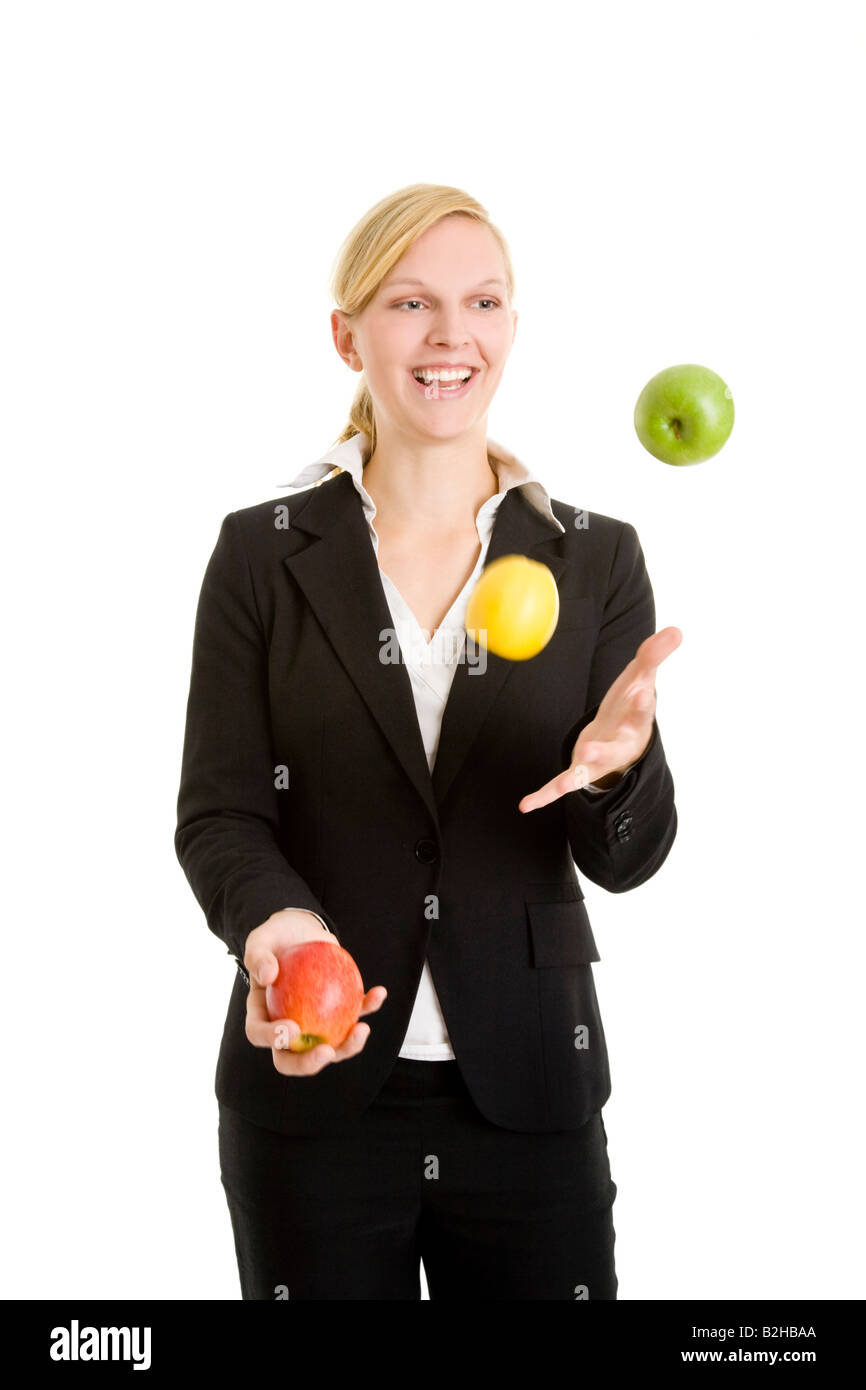 businesswoman business woman jugglery juggling blond young attractive ...