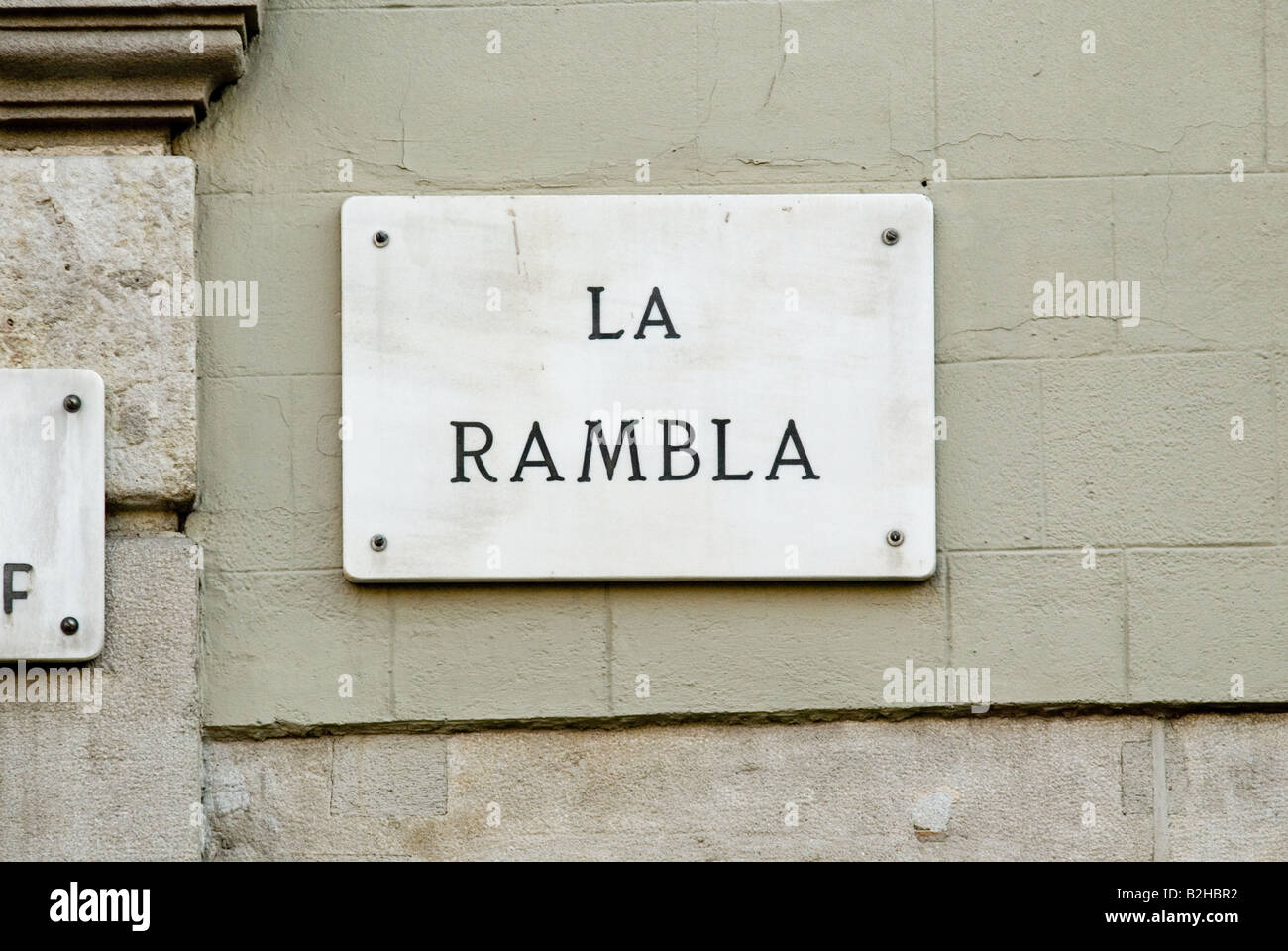 la rambla street sign barcelona Stock Photo - Alamy