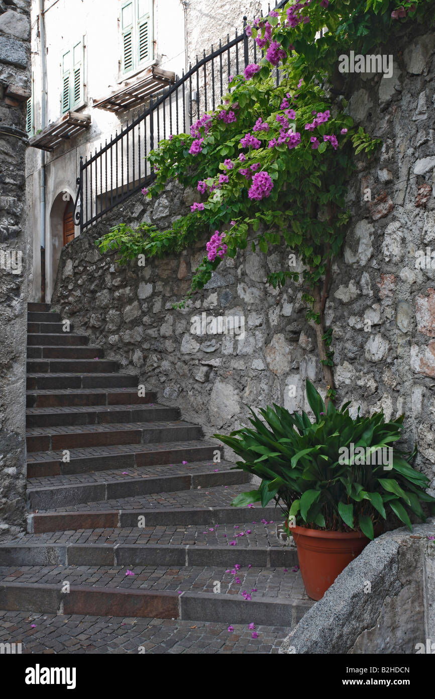 stair steps lane alleway Limone Lago de Garda Trentino Italy Stock ...