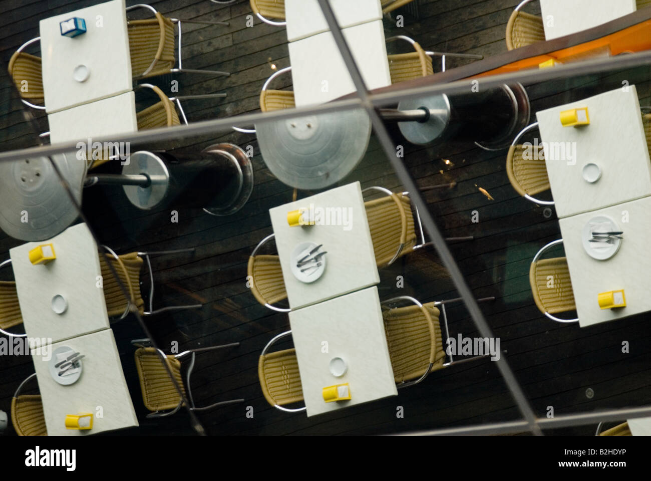 barcelona tapas bar tables reflection spain Stock Photo - Alamy