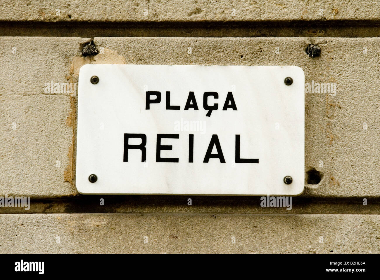 placa reial sign barcelona spain Stock Photo - Alamy