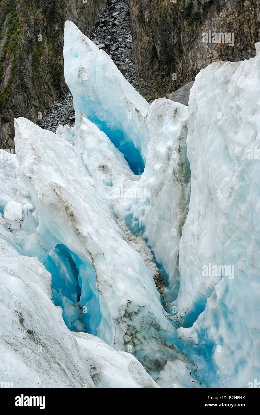 ice arche crevasse ice crevice frosted frozen franz josef glacier ...