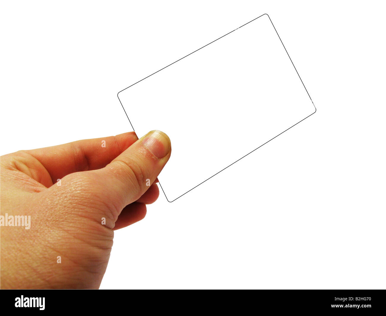 Hand holding blank card isolated on white background Stock Photo - Alamy