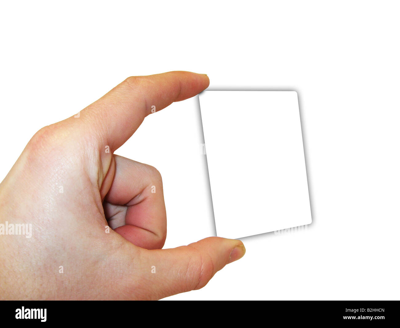 Hand holding blank card isolated on white background Stock Photo - Alamy