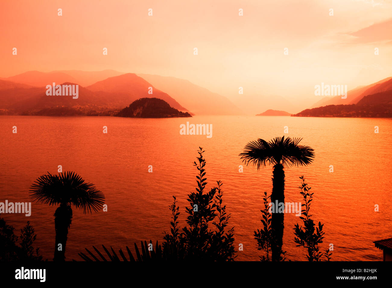 Sunset in Varenna, lake Como, Italy Stock Photo - Alamy