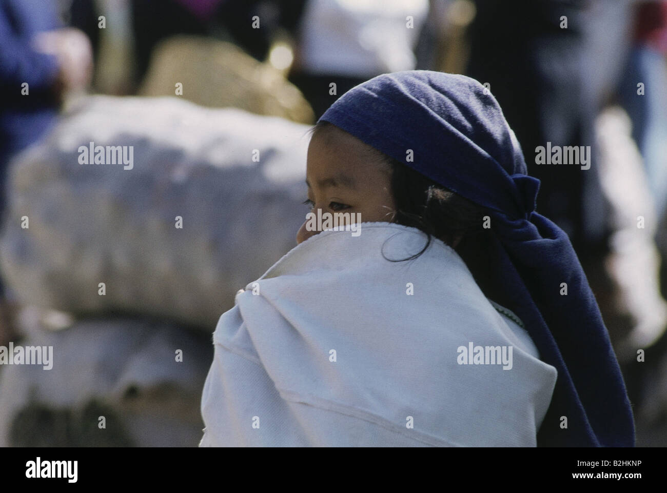 people, children, Ecuador, girl with cloth, Otavalo, South America ...