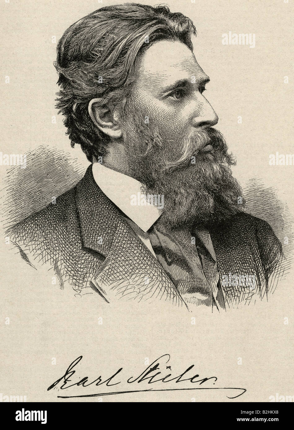 Stieler, Karl, 15.12.1842 - 12.4.1885, German author / writer, portrait ...