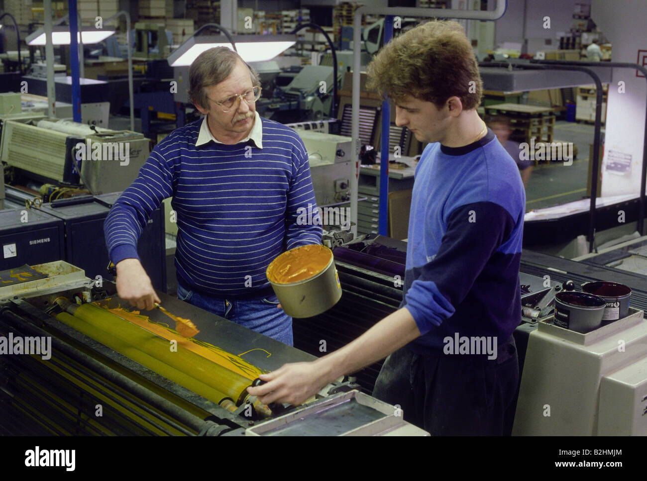 industry, printing, print office, printer with apprentice, Germany ...