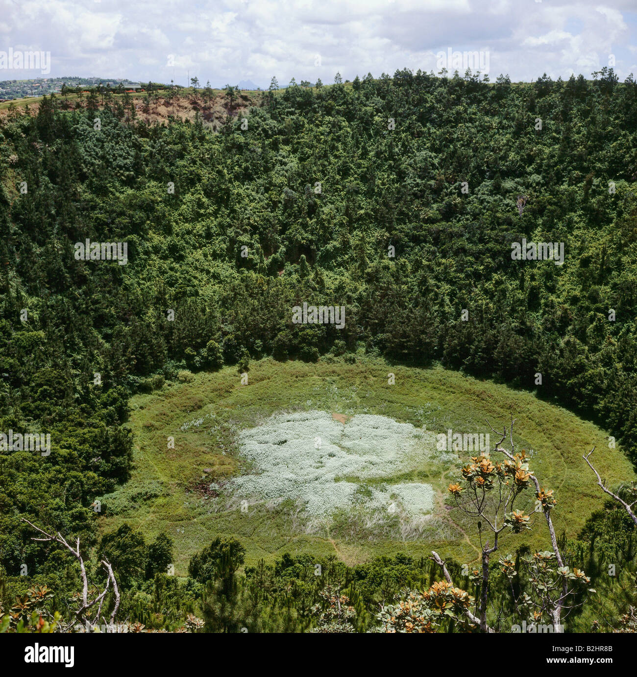 geography / travel, Mauritius, view into the crater Trou aux Cerfs in ...