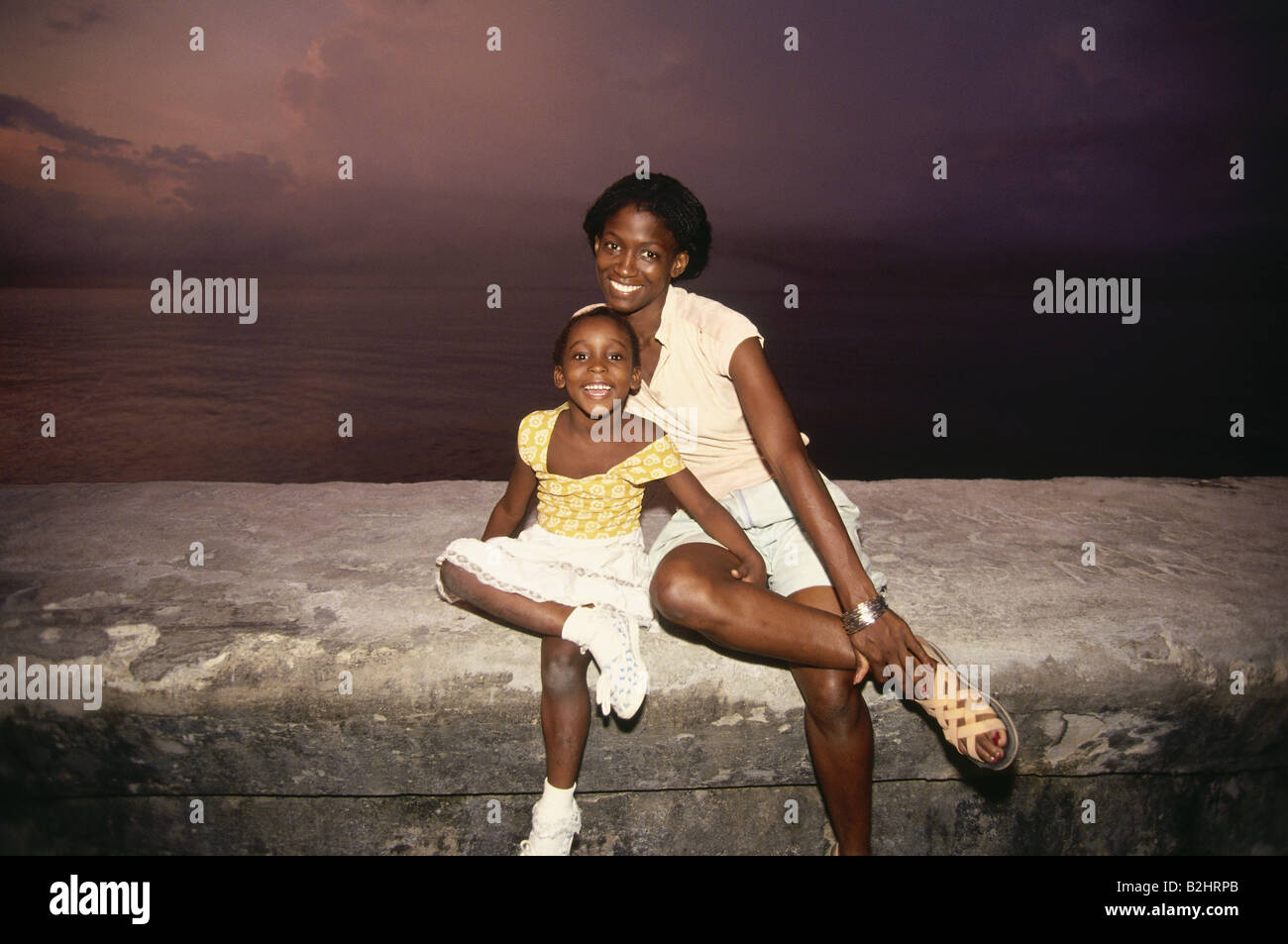people, mother with children, Cuba, mother with daughter, Malecon ...